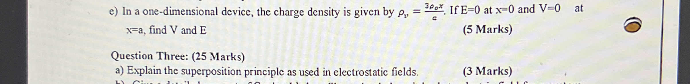 Solved e) ﻿In a one-dimensional device, the charge density | Chegg.com