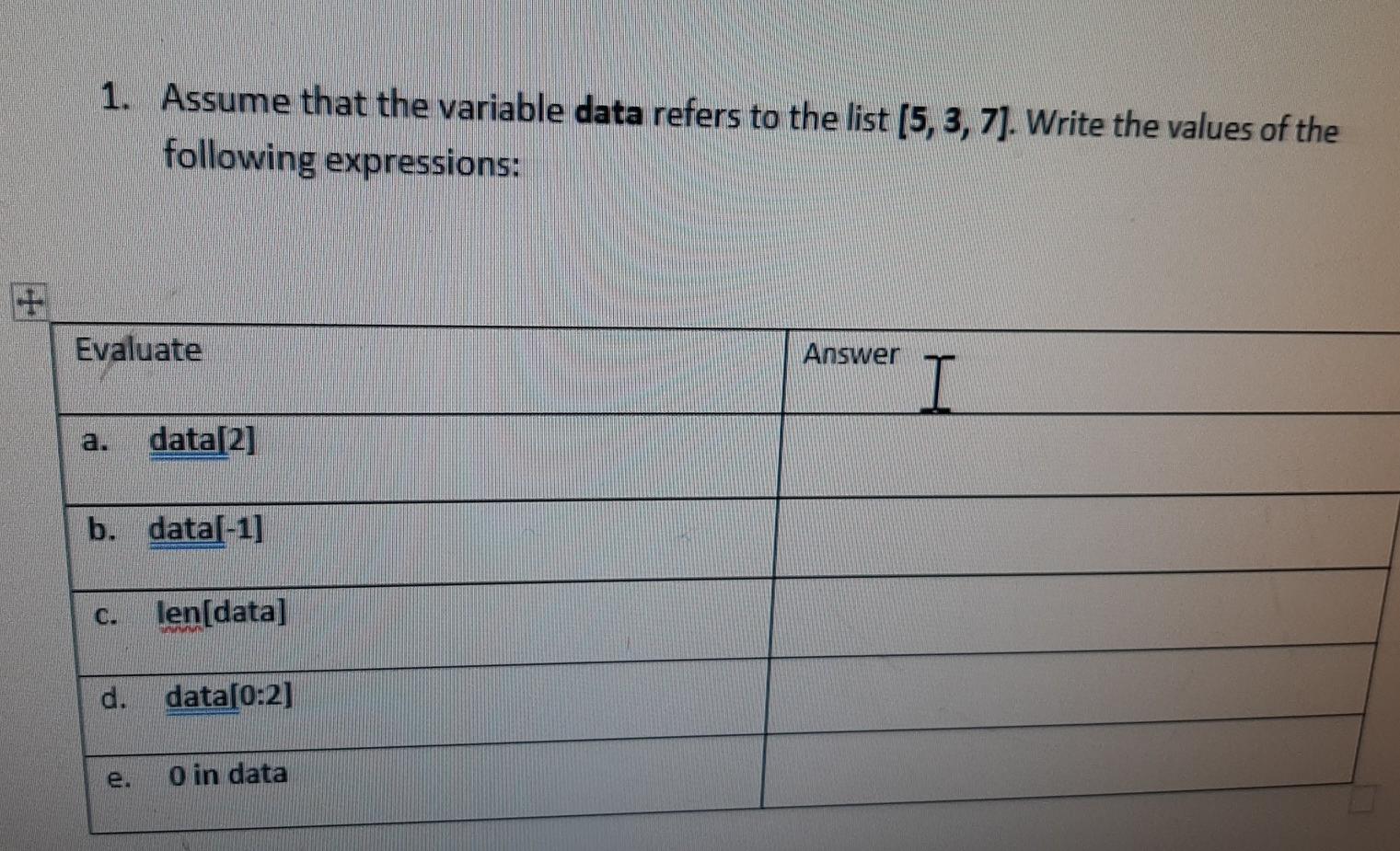 Solved 1 Assume That The Variable Data Refers To The List