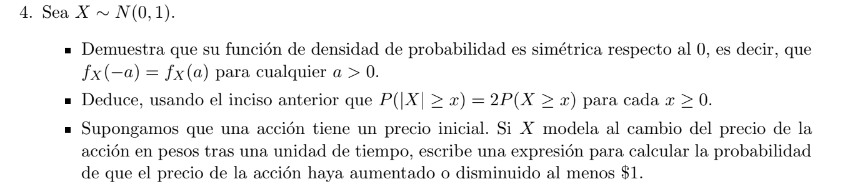 Solved Sea x∼N(0,1).Demuestra que su función de densidad de | Chegg.com