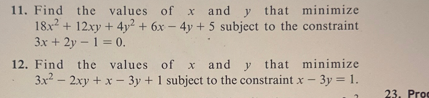 Solved Find the values of x ﻿and y ﻿that minimize | Chegg.com