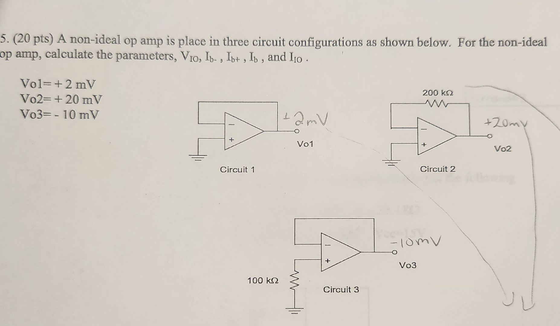 Solved (20 ﻿pts) ﻿A non-ideal op amp is place in three | Chegg.com