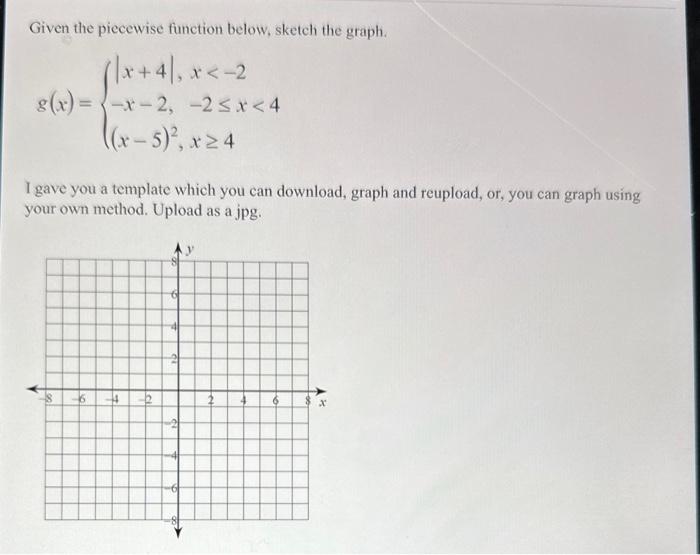 Solved Given the piecewise function below, sketch the graph. | Chegg.com