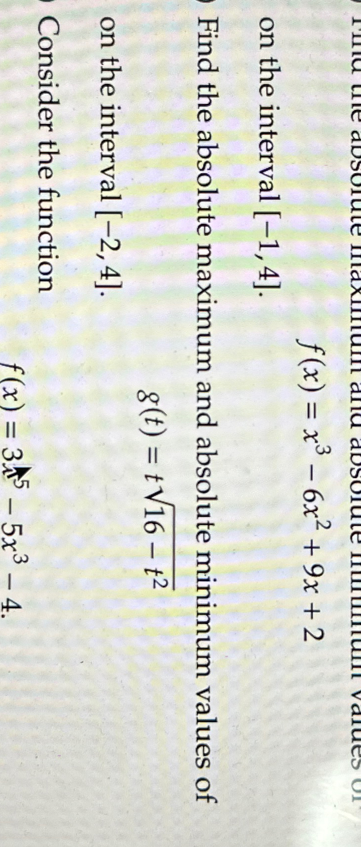 Solved f(x)=x3-6x2+9x+2on the interval -1,4.Find the | Chegg.com