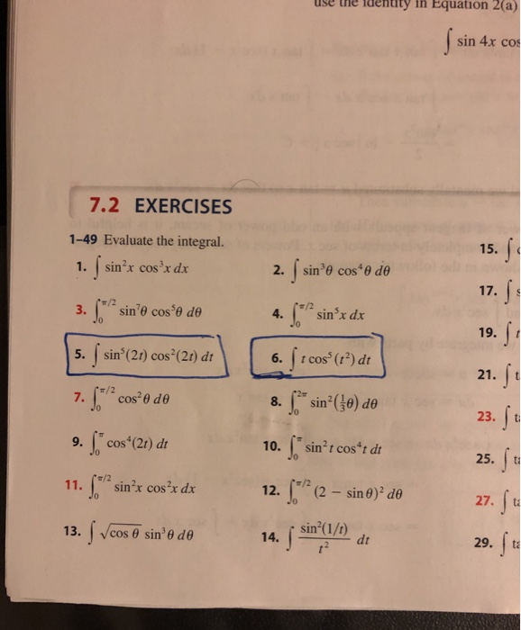 Solved use the lentity in Equation 2a) I sin 4x cos 7.2 | Chegg.com