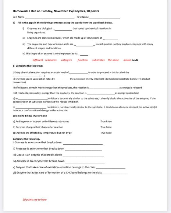 Solved Last Name, First Name a) Fill in the gaps in the | Chegg.com