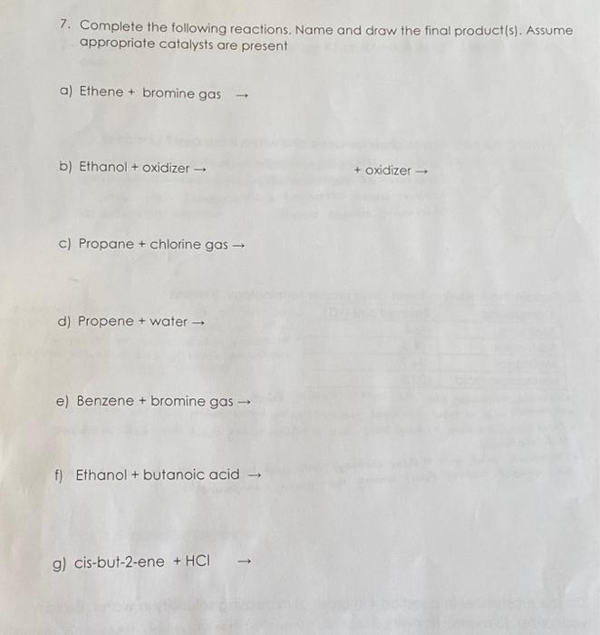 Solved Organic Assignment 1. Name the following structures | Chegg.com