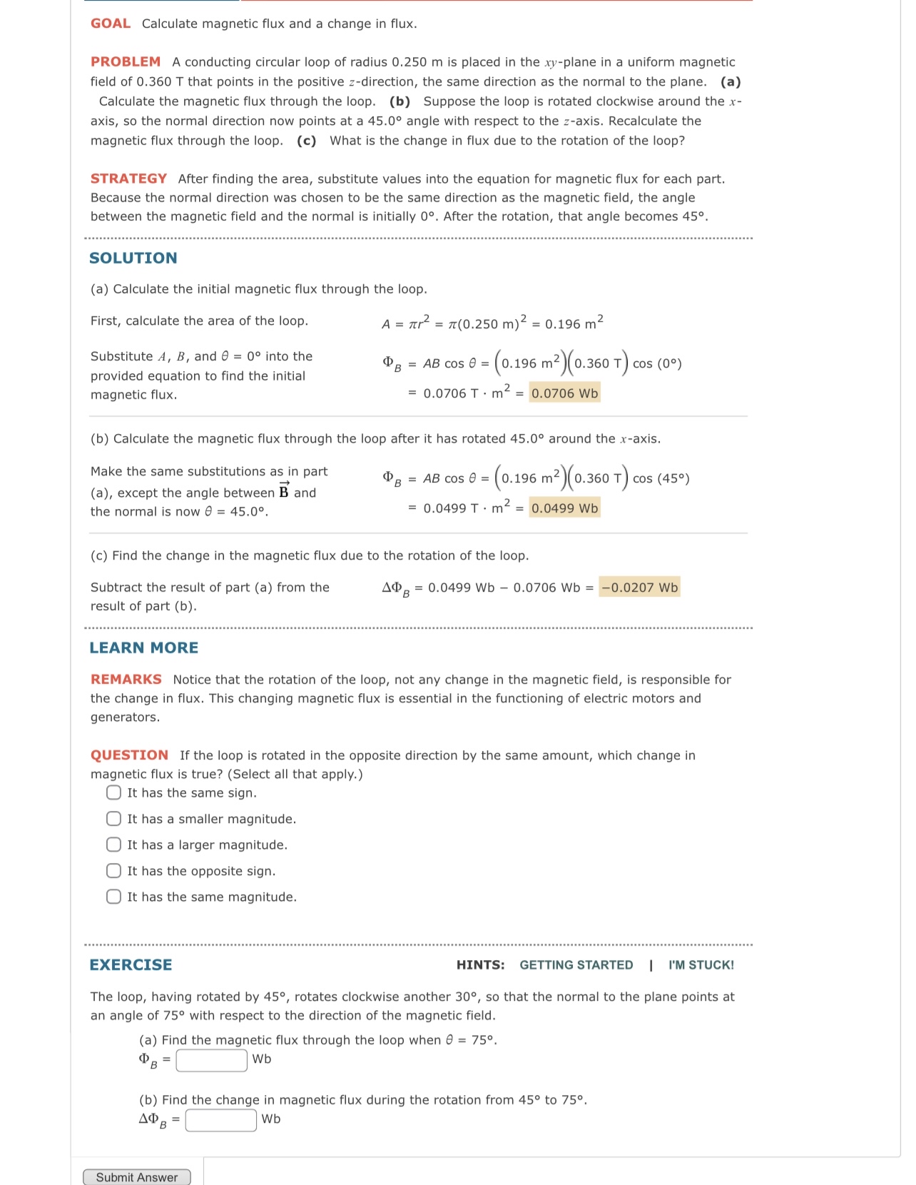 Solved GOAL Calculate magnetic flux and a change in | Chegg.com