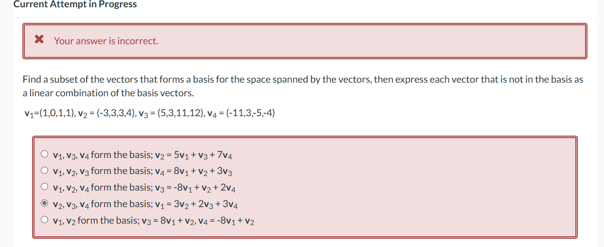 Solved Find a subset of the vectors that forms a basis for | Chegg.com