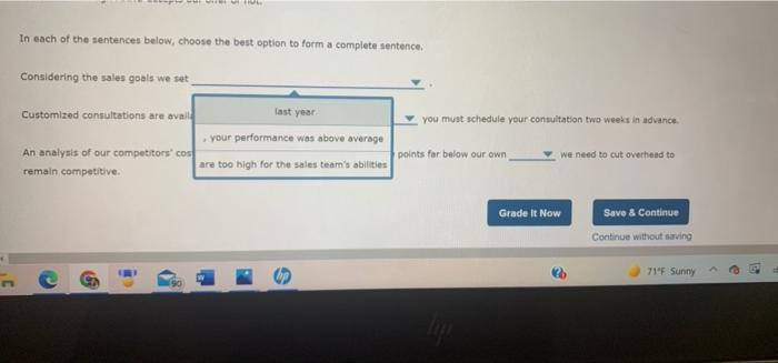 Solved In each of the sentences below, choose the best | Chegg.com