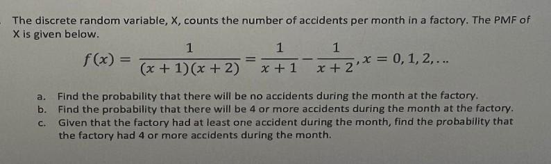 Solved The discrete random variable, X, counts the number of | Chegg.com