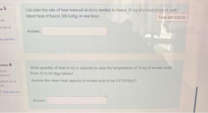 Solved Calculate the rate of heat removal (in kJ/s ) needed | Chegg.com