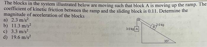 Solved The blocks in the system illustrated below are moving | Chegg.com