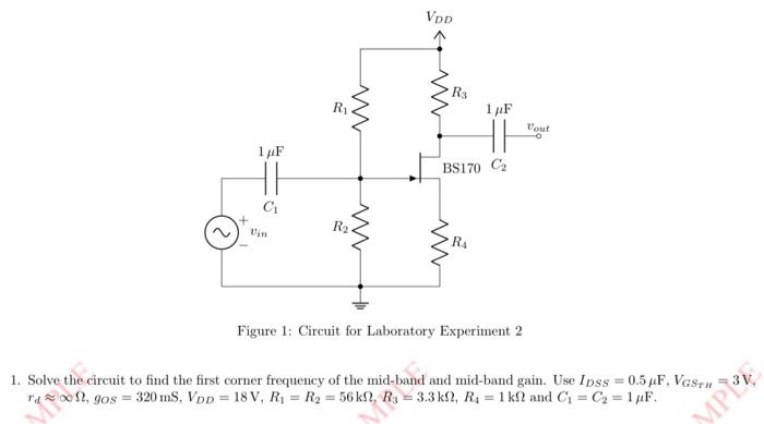 Solved Figure 1: Circuit for Laboratory Experiment 2 1. | Chegg.com