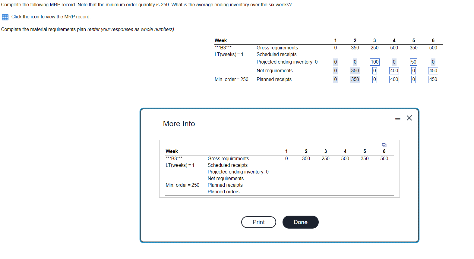 Solved finish the table Complete the following MRP record. | Chegg.com