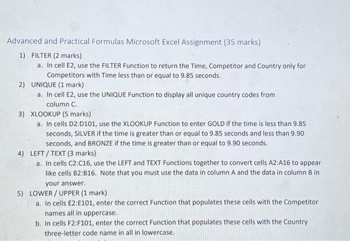 Solved Advanced And Practical Formulas Microsoft Excel