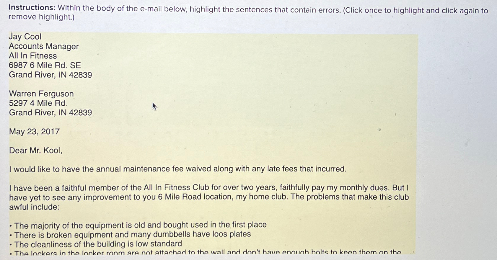 Solved Instructions: Within the body of the e-mail below, | Chegg.com
