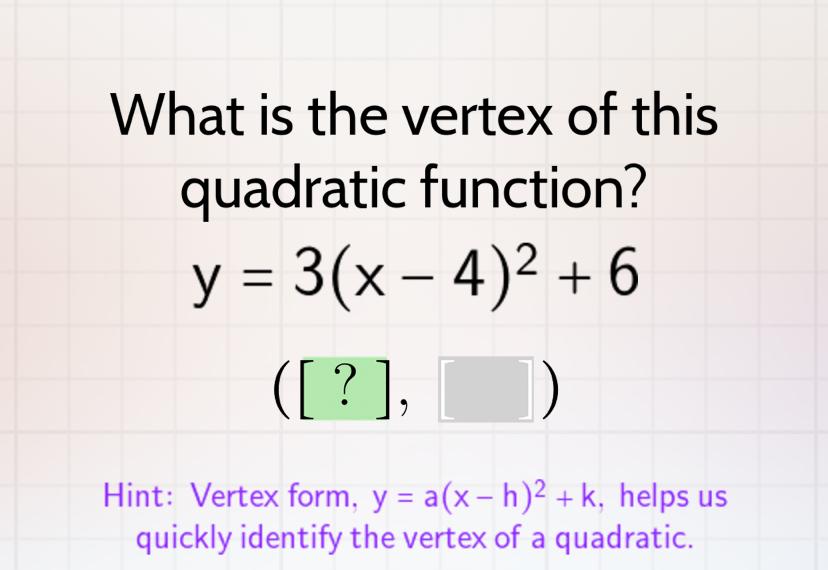 Solved What is the vertex of this quadratic | Chegg.com