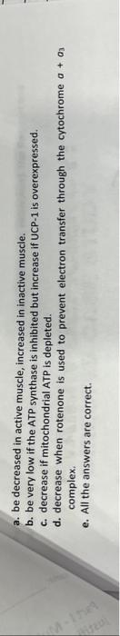 Solved a. be decreased in active muscle, increased in | Chegg.com