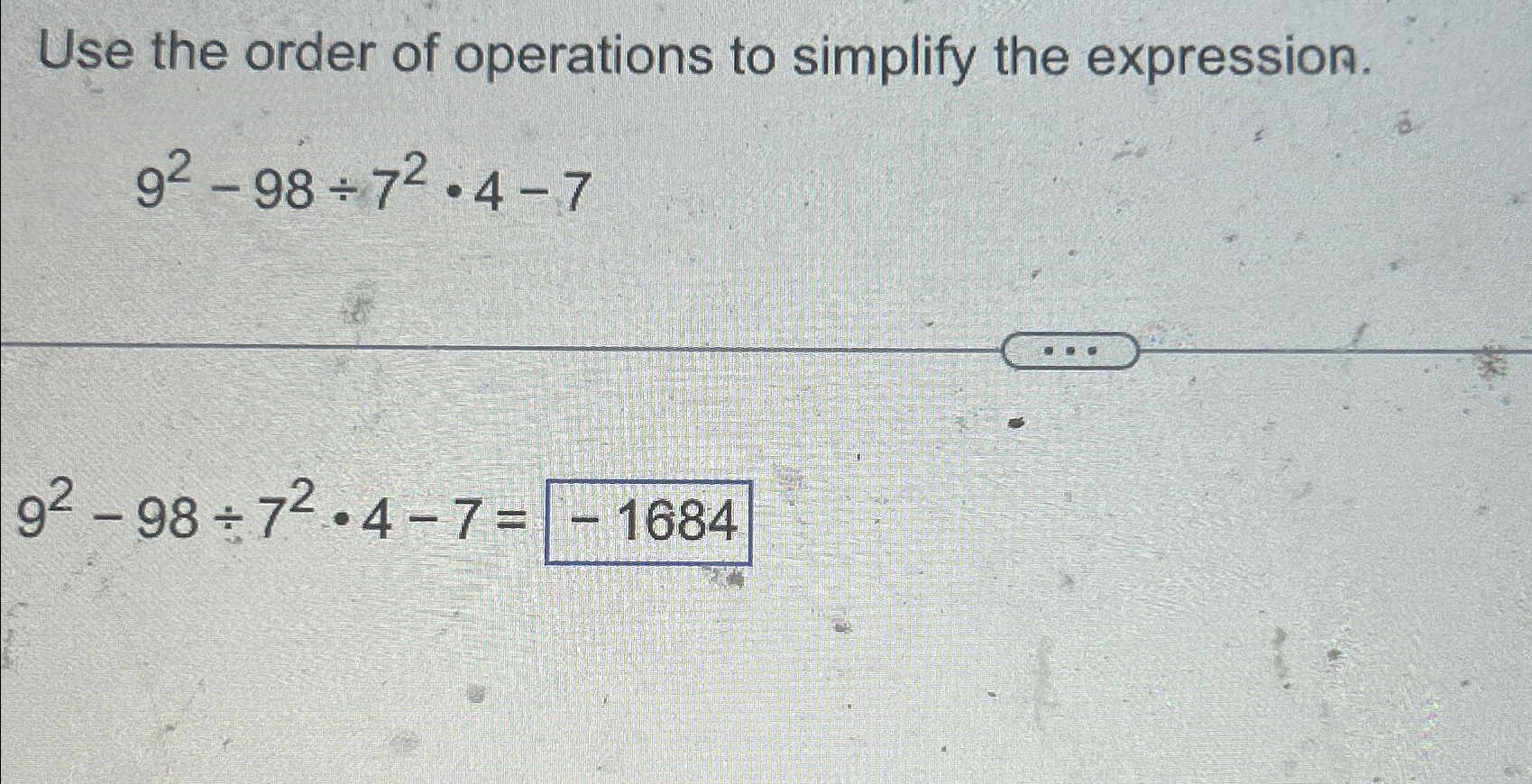 Solved Use the order of operations to simplify the | Chegg.com