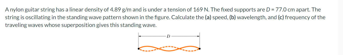 Solved A nylon guitar string has a linear density of | Chegg.com