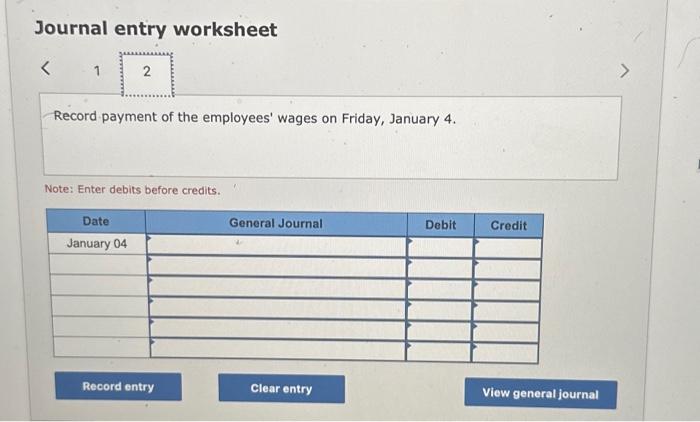 Solved Journal entry worksheet Record payment of the | Chegg.com
