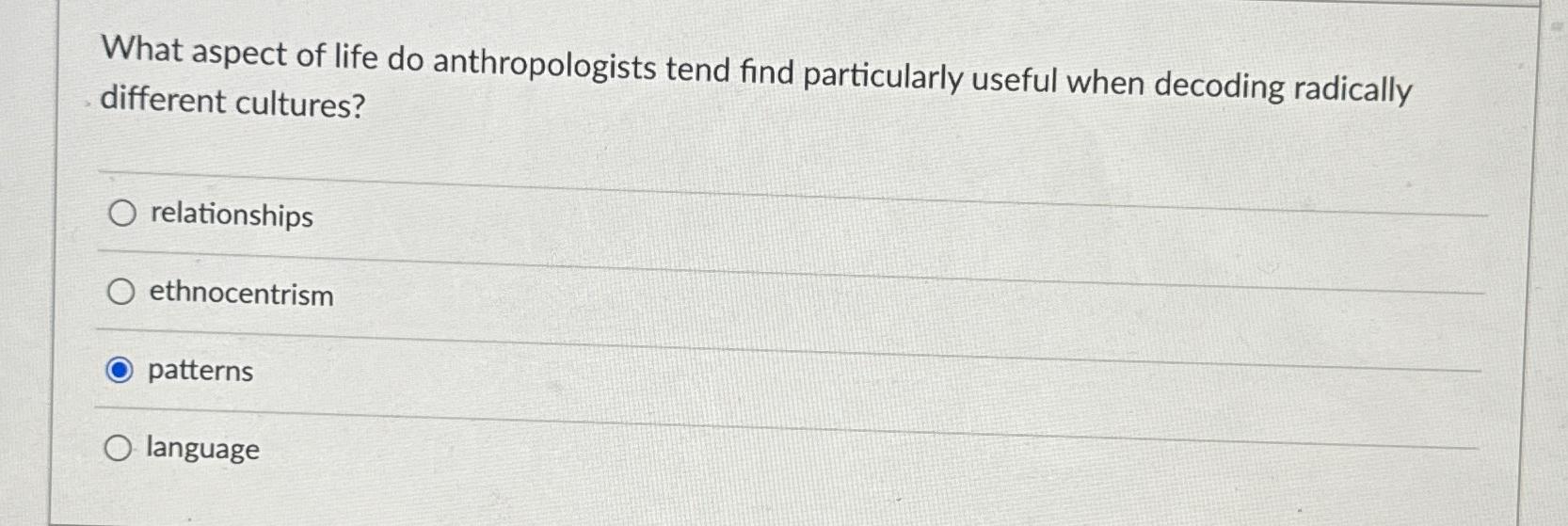 Solved What aspect of life do anthropologists tend find | Chegg.com