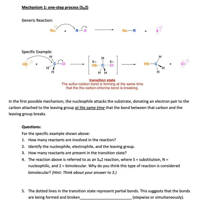 Solved Mechanism 1: one-step process (SN2) Generic Reaction: | Chegg.com