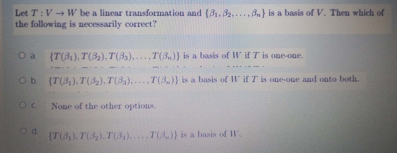 Solved Let T:V→W ﻿be a linear transformation and | Chegg.com