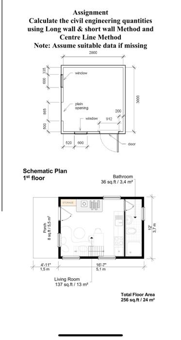 Solved Assignment Calculate the civil engineering quantities | Chegg.com