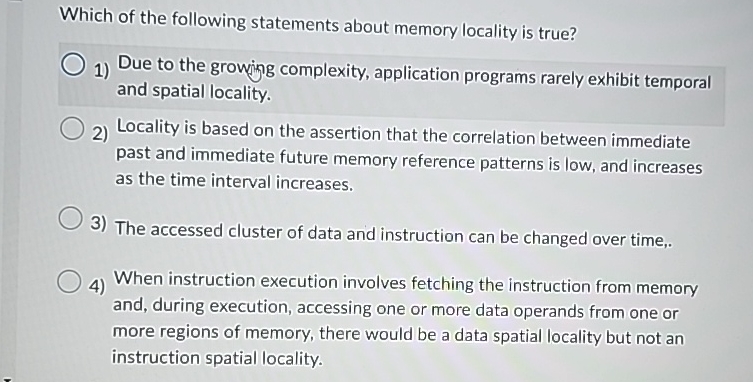 Solved Which of the following statements about memory | Chegg.com
