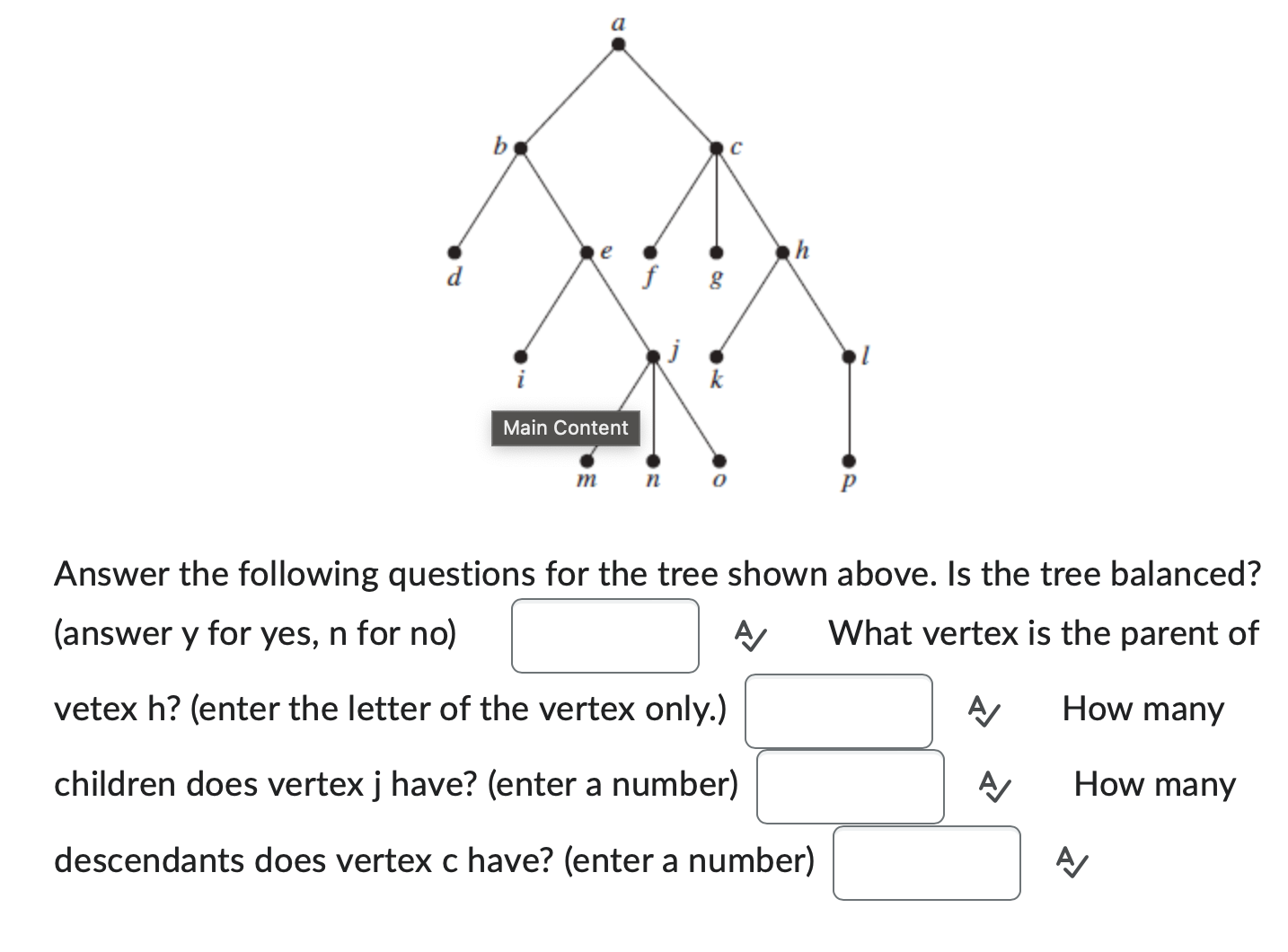 Solved Answer the following questions for the tree shown | Chegg.com
