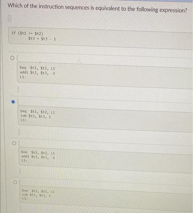 Solved Which of the instruction sequences is equivalent to | Chegg.com