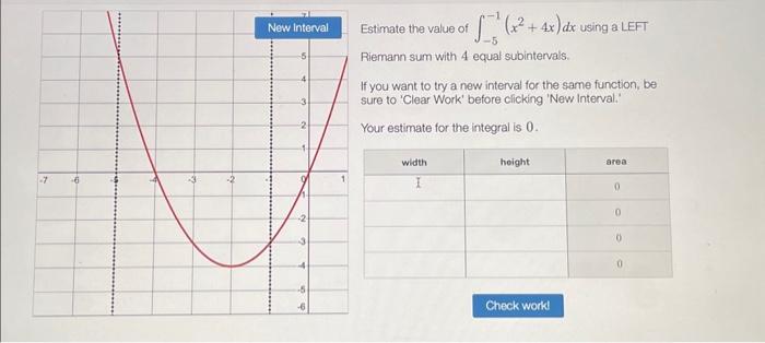 Solved Estimate the value of ∫−5−1(x2+4x)dx using a LEFT | Chegg.com