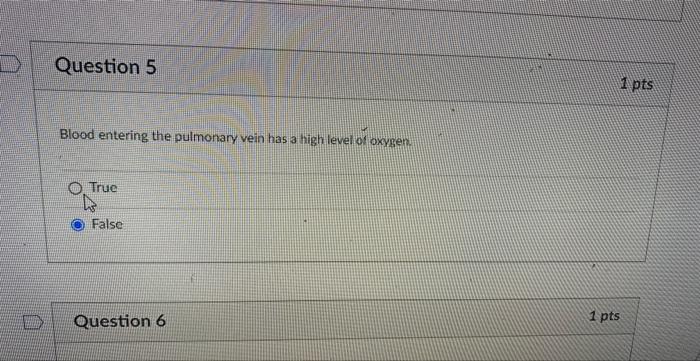 Solved Blood entering the pulmonary vein has a high level of | Chegg.com