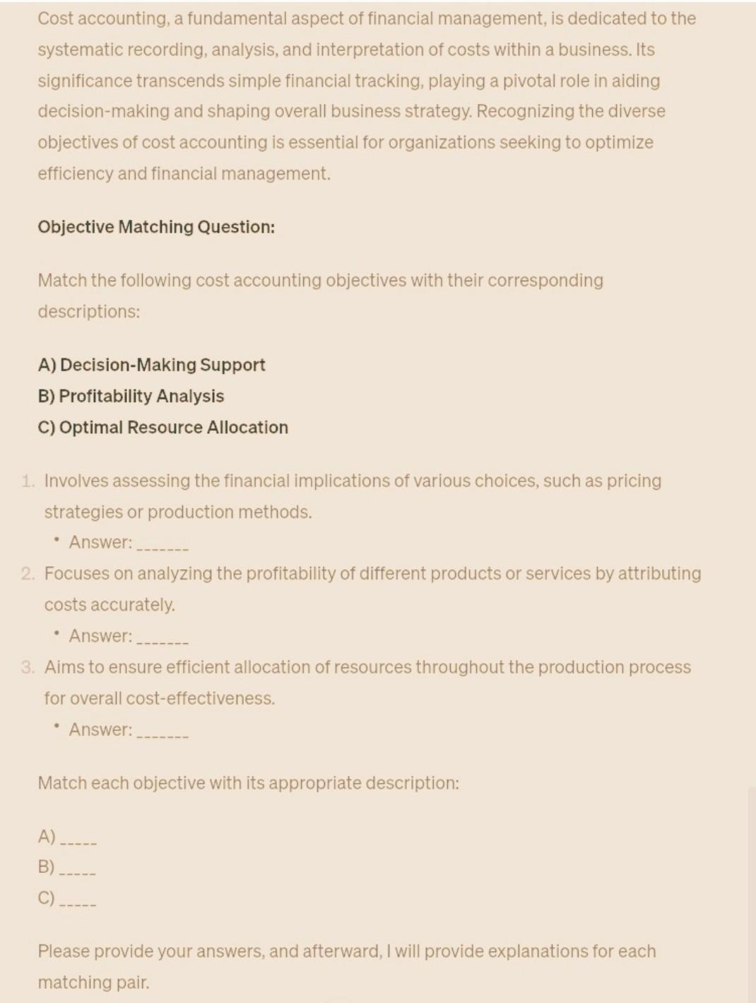 Solved Cost accounting, a fundamental aspect of financial | Chegg.com