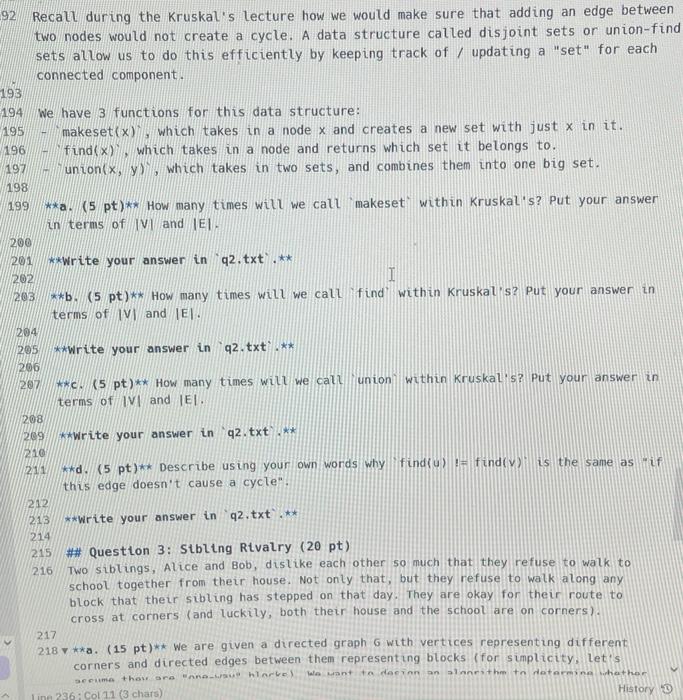Solved #\#Question 2: Kruskal's Algortthm (20 pt) In class, | Chegg.com Solved #\#Question 2: Kruskal's Algortthm (20 pt) In class, | Chegg.com