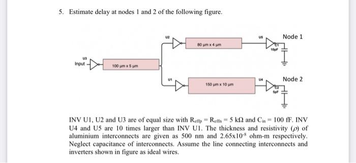 5. Estimate delay at nodes 1 and 2 of the following | Chegg.com