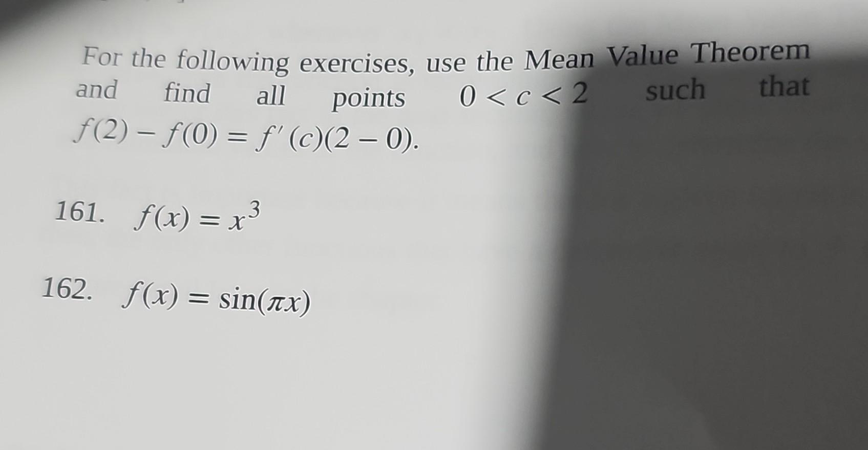Solved For the following exercises, use the Mean Value | Chegg.com