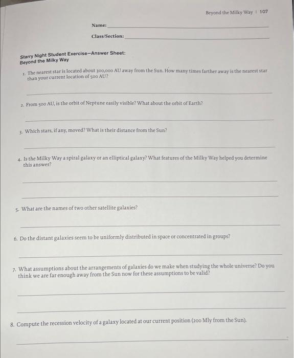 Solved Name: Class/Section: Starry Night Student | Chegg.com