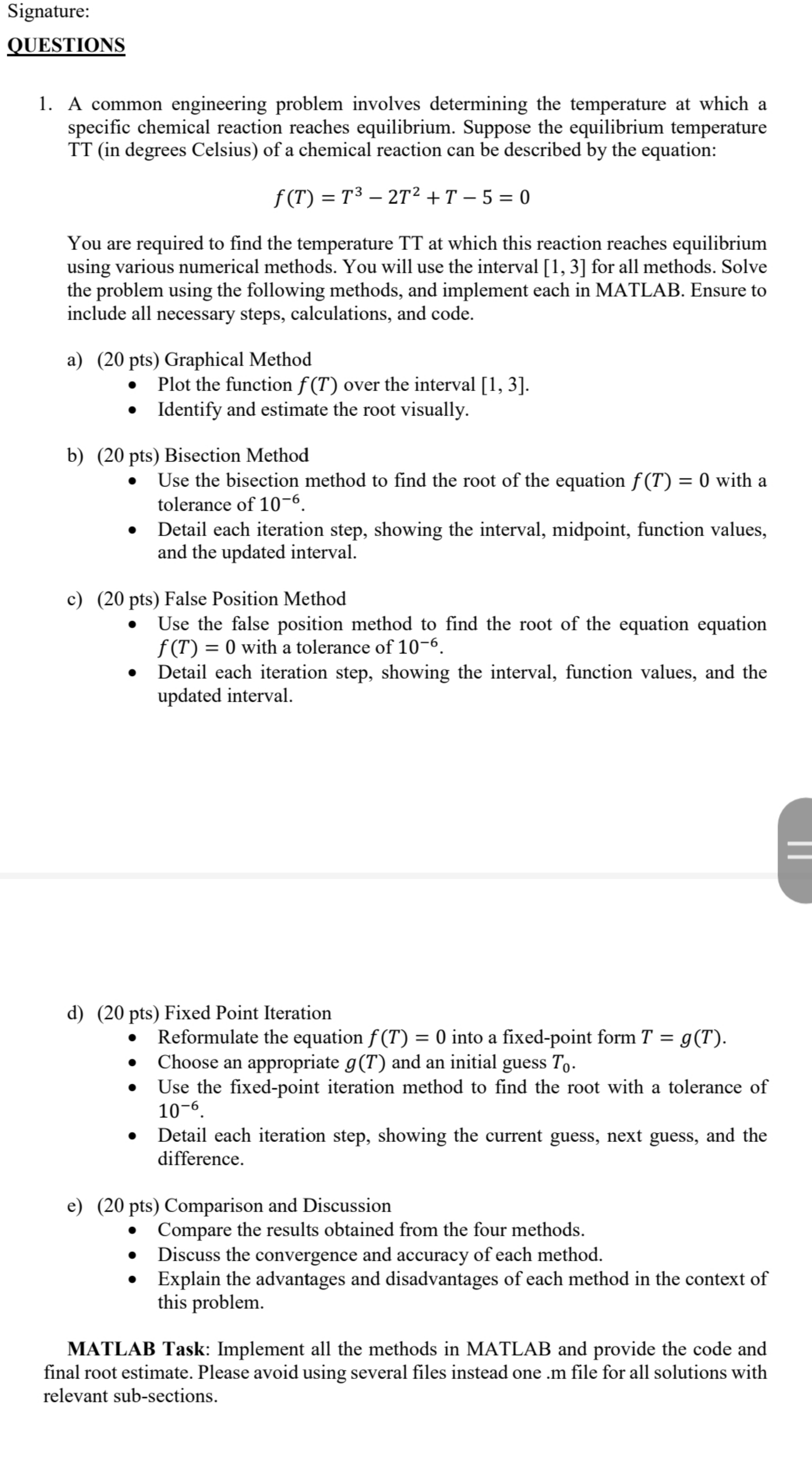 Solved Signature:QUESTIONSA common engineering problem | Chegg.com