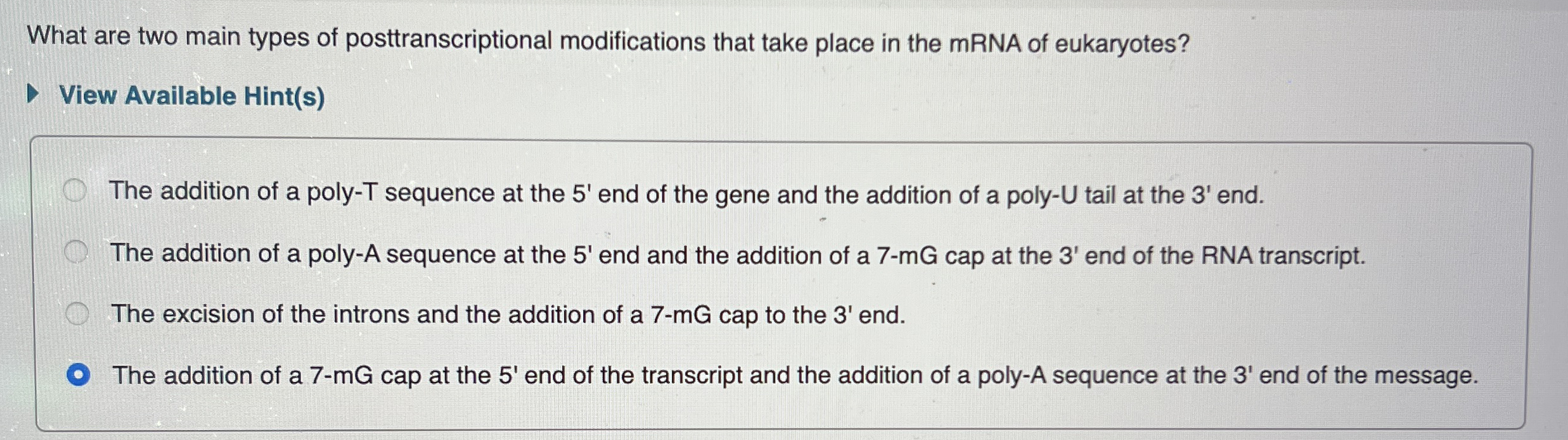 Solved What are two main types of posttranscriptional | Chegg.com