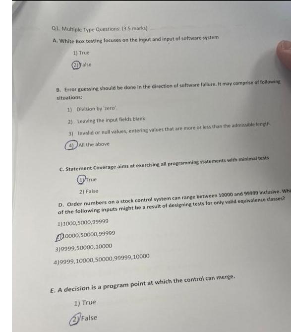 Solved Q1. ﻿Multiple Type Questions: (3.5 ﻿marks)A. ﻿White | Chegg.com