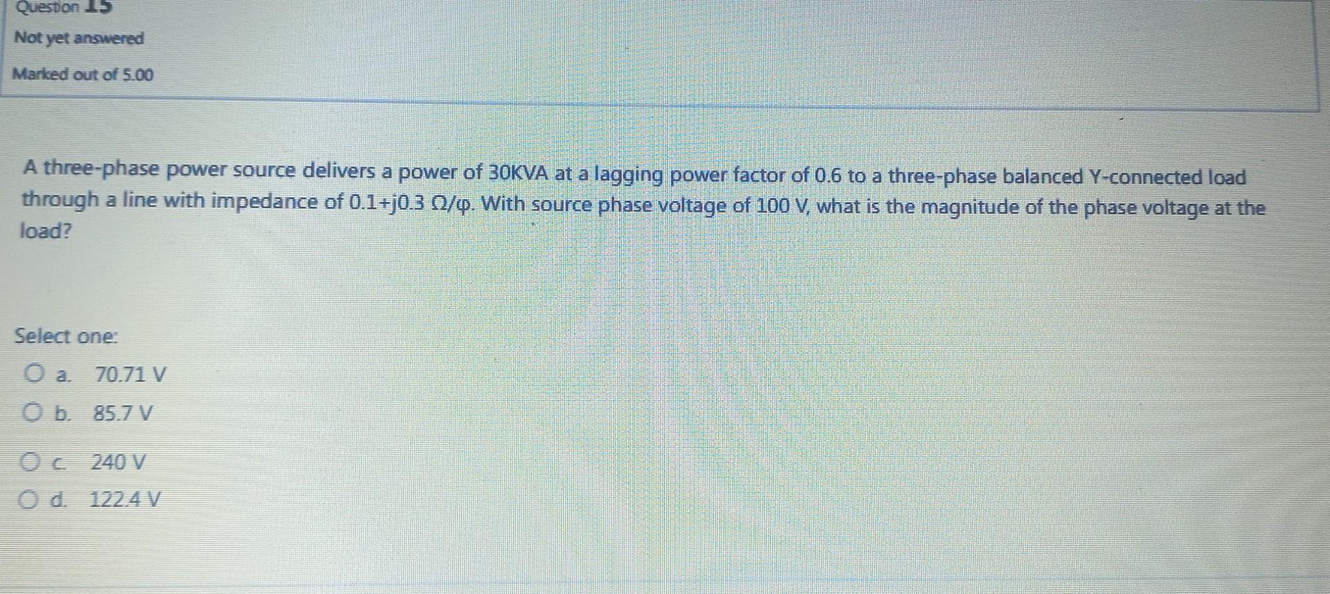 Solved A three-phase power source delivers a power of 30KVA | Chegg.com