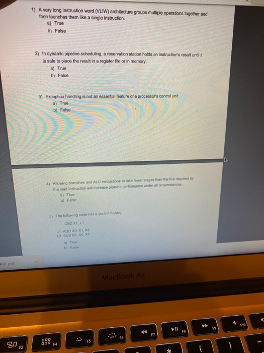 Solved 1) A very long Instruction word (VLIW) architecture | Chegg.com