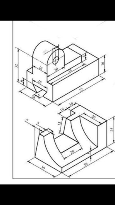 Solved draw front and side and top views | Chegg.com