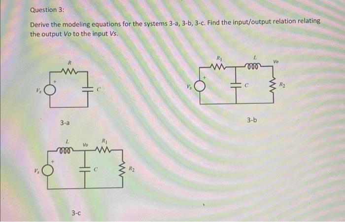 Solved Derive the modeling equations for the systems 3-a, | Chegg.com