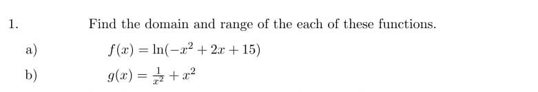 Solved Find the domain and range of the each of these | Chegg.com