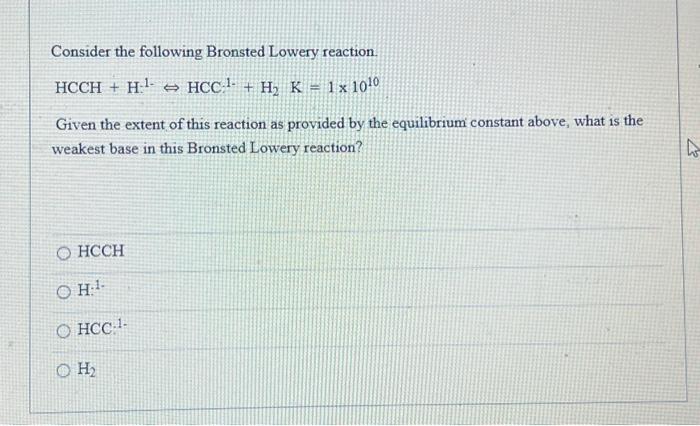 Solved Consider the following Bronsted Lowery reaction. | Chegg.com