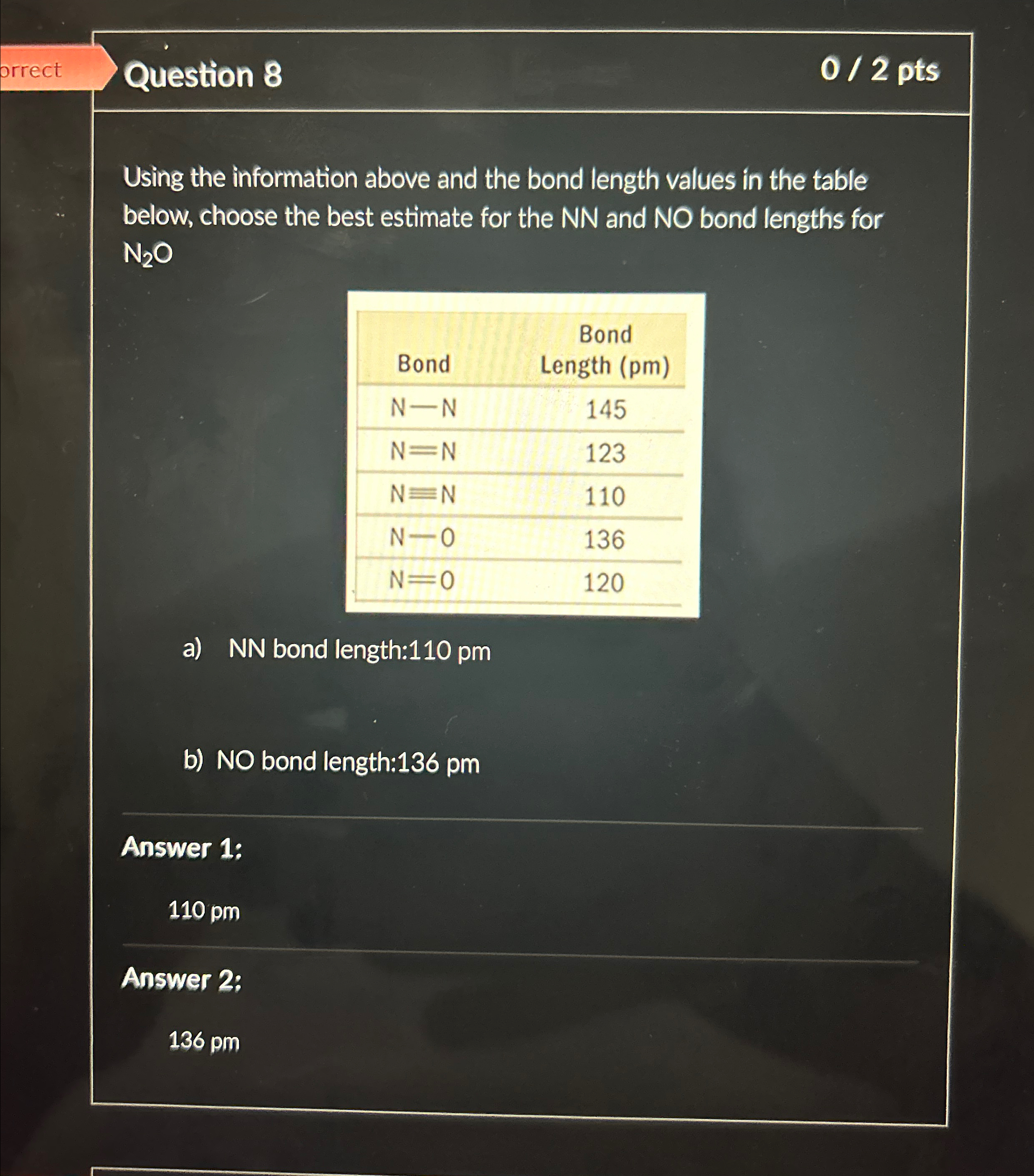 Solved Question 802 ﻿ptsUsing the information above and the | Chegg.com