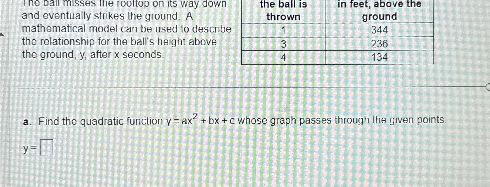 Solved The ball misses the roottop on its way down and | Chegg.com